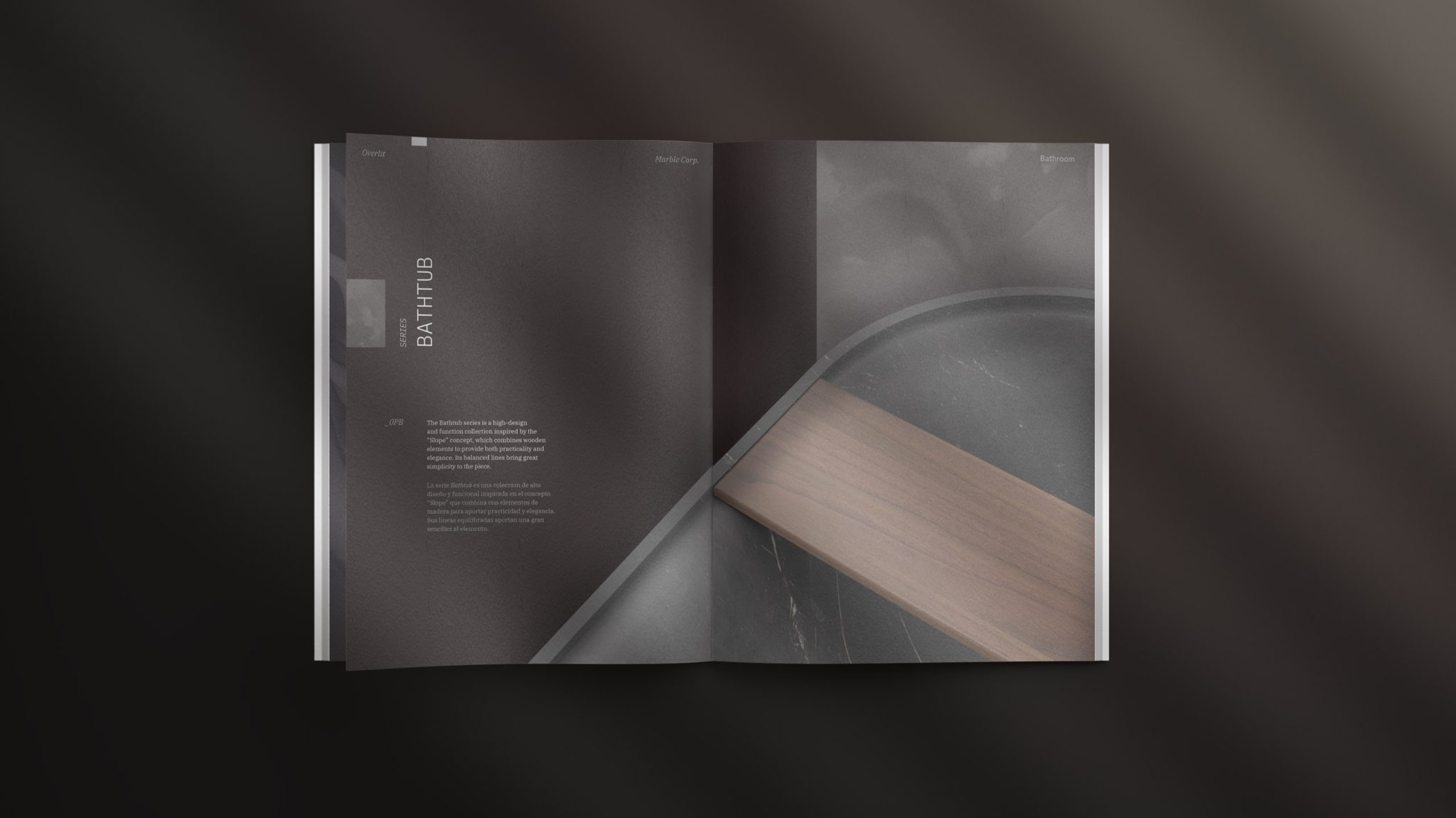 Diseño de Catálogo Overlit Marble Corp — Estudio Tipo